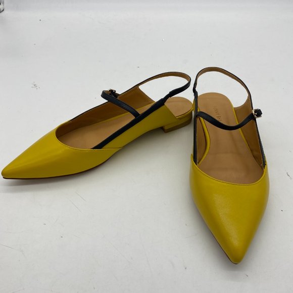Shoes | Yellow Women Pointed Toe Slingback Low Heel Pumps Dress Shoes ...